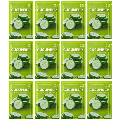 The Saem Маска Natural cucumber mask sheet, На тканевой основе, 21 мл, 12 шт