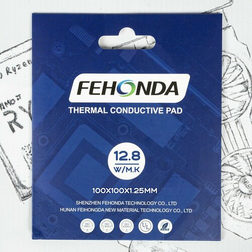 Термопрокладка Fehonda 100 x 100 x 1.25мм 12.8W