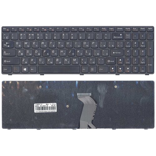 Клавиатура для ноутбука Lenovo 25210932 черная с черной рамкой, версия 2