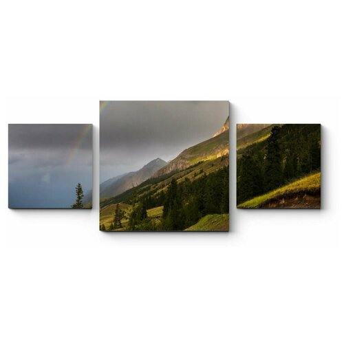 Модульная картина Горы в сиянии радуги 100x43