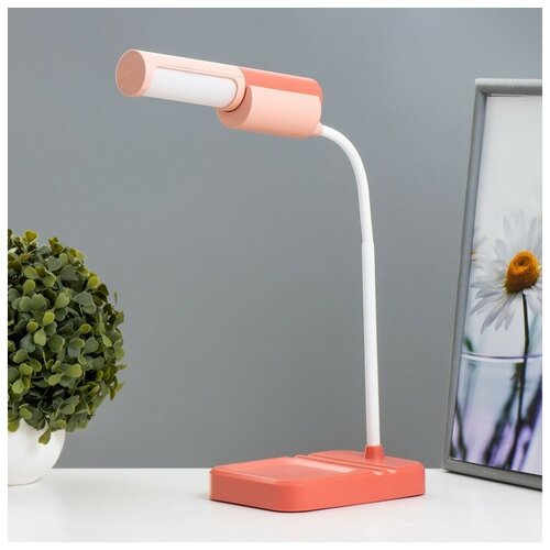 Настольная лампа "Лансер" LED 3.5Вт USB АКБ красно-розовый 11х15х45 см