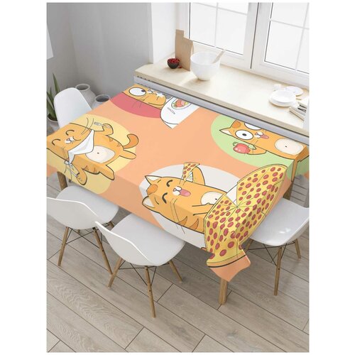 Скатерть прямоугольная JoyArty на кухонный стол "Стиль кота" из оксфорда, 120x145 см