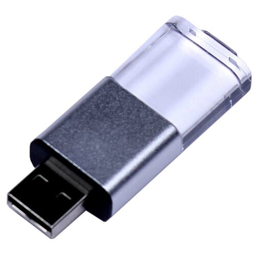 Пластиковая флешка с выдвижным механизмом и кристаллом (64 Гб / GB USB 2.0 Черный/Black cristal10)