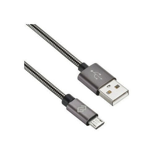 Digma Кабель USB A (m) micro USB B (m) 1.2м, металлическая оплётка, черный/серый