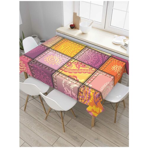 Скатерть прямоугольная JoyArty на кухонный стол "Комбинированный узор" из оксфорда, 120x145 см