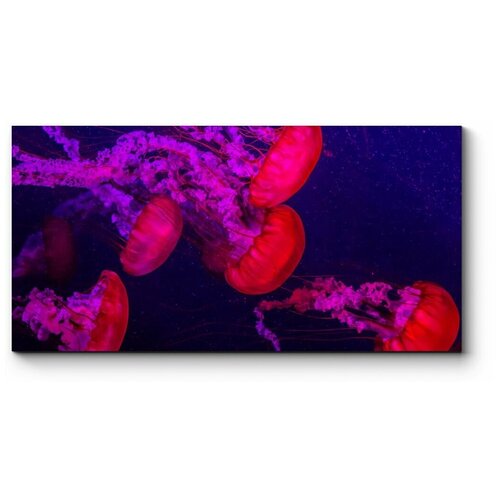 Модульная картина Стая медуз 90x45