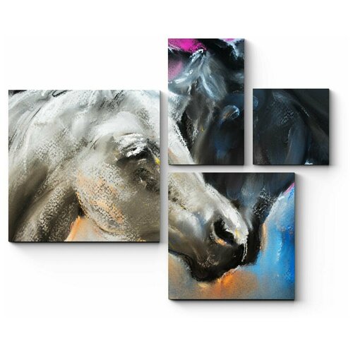 Модульная картина Влюбленная пара лошадей 132x110