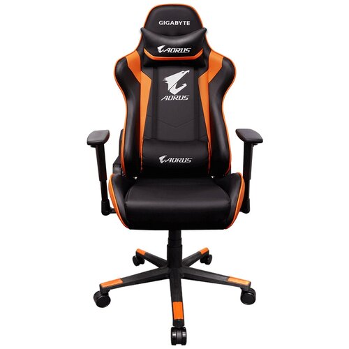 Компьютерное кресло GIGABYTE AGC300 V2 игровое, обивка: искусственная кожа, цвет: черный/оранжевый