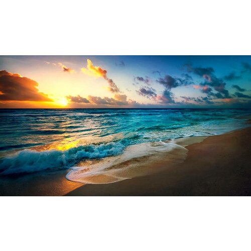 Картина на холсте 60x110 LinxOne "Sunrise пляж sun beach" интерьерная для дома / на стену / на кухню / с подрамником