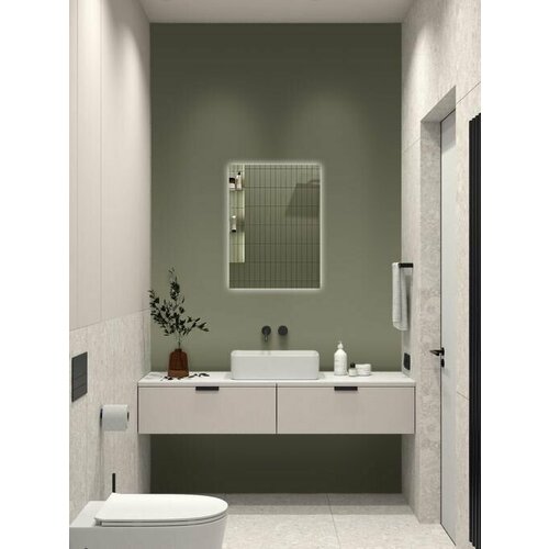 Зеркало для ванной Qwerty 70*50 вертикальное с нейтральной LED-подсветкой без кнопки
