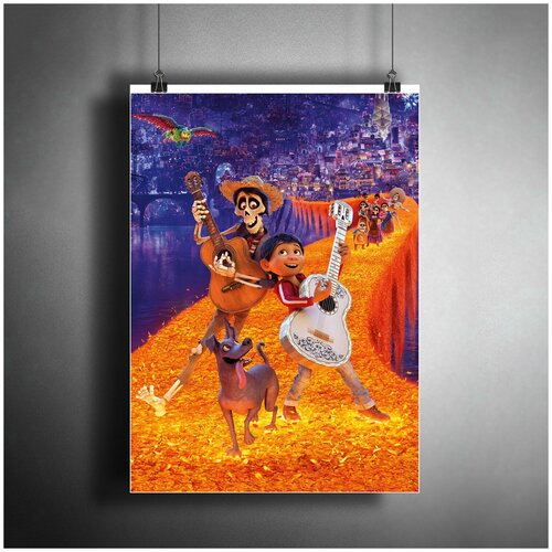 Постер плакат для интерьера "Мультфильм: Тайна Коко. Coco. Постер для детей" / Декор дома, офиса, комнаты, квартиры A3 (297 x 420 мм)