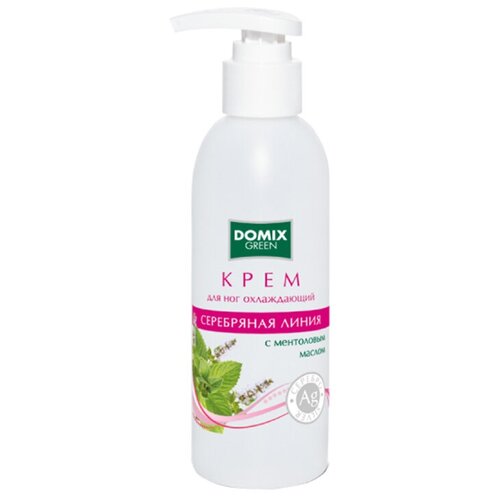 Domix Green Professional Крем для ног Domix, охлаждающий с ментоловым маслом и наносеребром, 200 мл