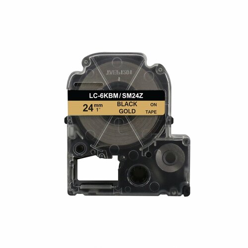 Картридж BYZ LC-6KBM / SM24Z с самоклеящейся термолентой для принтеров Epson, 24 мм, 8 м, черный на золотистом