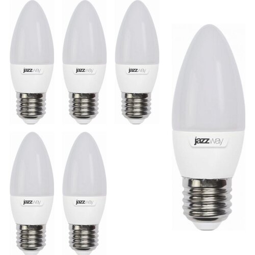 Светодиодная лампа JazzWay Pled Super Power 7W эквивалент 60W 5000K 560Лм E27 свеча (комплект из 5 шт.)