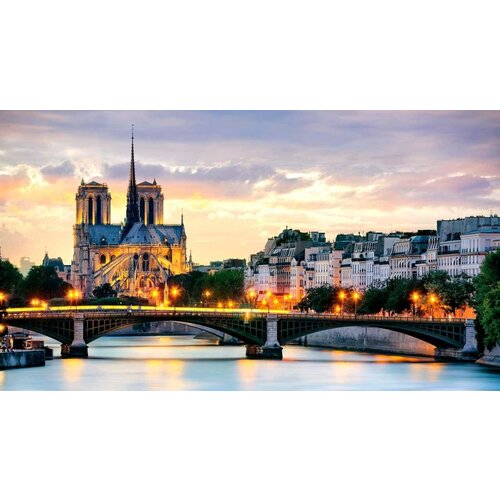 Картина на холсте 110x60 LinxOne "Город paris франция france париж" интерьерная для дома / на стену / на кухню / с подрамником