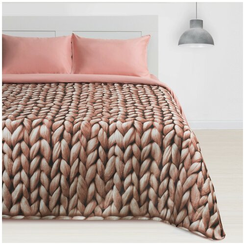 Комплект постельного белья Этель Мягкие сны, евростандарт, мако-сатин, коричневый/розовый