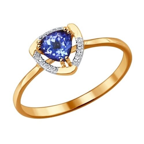 Кольцо Diamant online, золото, 585 проба, бриллиант, танзанит, размер 17