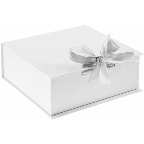 Коробка на лентах Tie Up, малая, белая, 23,2х23,4х9 см; внутренние размеры: 22,4х22х8,4 см, переплетный картон