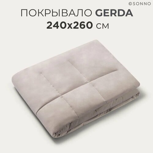 Покрывало стеганое SONNO GERDA, премиум, евро размер 240х260 см, велюр, цвет серый