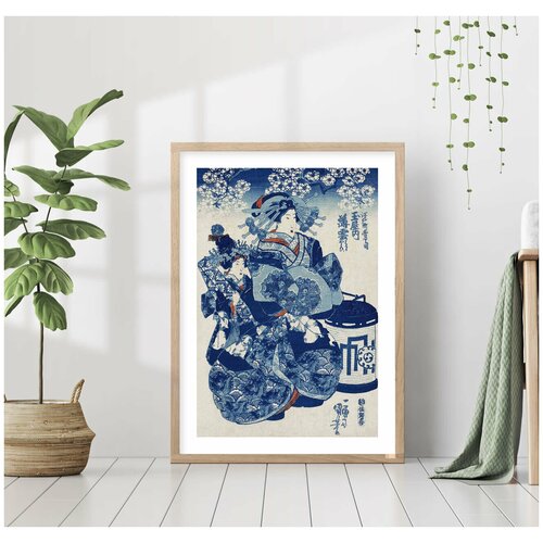 Постер без рамки "Утагава Куниеси, японский ретро плакат" 50 на 70 в тубусе / Картина для интерьера / Плакат / Постер на стену / Интерьерные картины