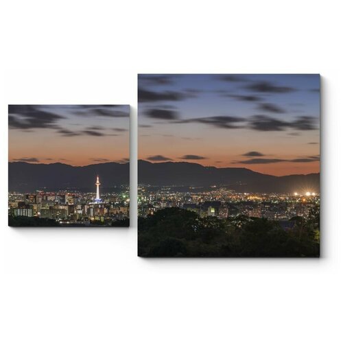 Модульная картина Неповторимая панорама ночного Киото 60x36