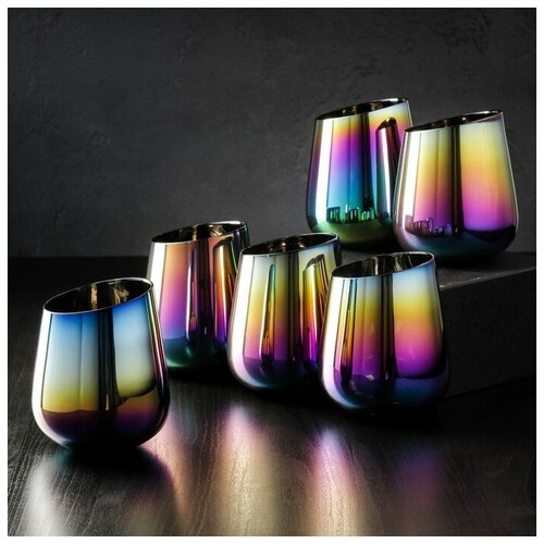 Набор стеклянных стаканов низких Magistro "Иллюзия", 450 мл, 9,5х11,5 см, 6 шт, цвет хамелеон