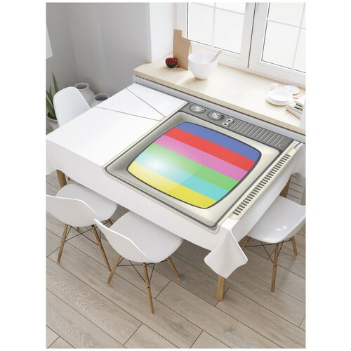 Скатерть прямоугольная JoyArty на кухонный стол "Телевизор ретро" из оксфорда, 180x145 см