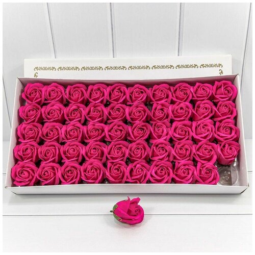 Мыльные розы насыщено пурпурно-красные, набор 50шт. 5,5*4см