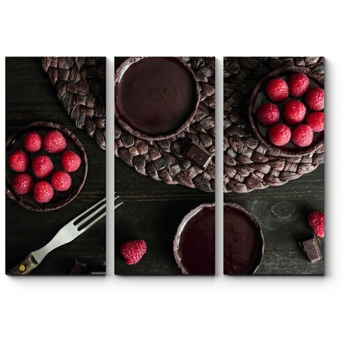 Модульная картина Шоколадный пирог с малиной 80x57