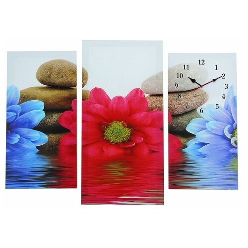 Часы настенные, модульные, серия: Цветы, "Цветы и камни", 60х80 см, микс