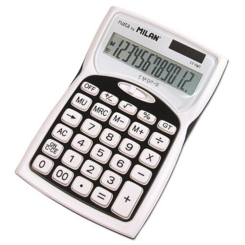 Калькулятор настольный MILAN 152012BL, белый/черный, 5 шт.