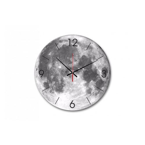 Часы настенные на стекле | Diva Kartina | Арт Постеры. Луна | 40X40 см | Немецкий механизм