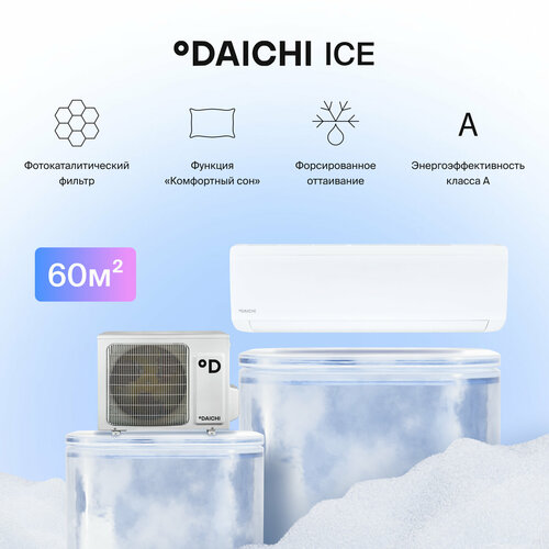 Настенная сплит-система Daichi Ice ICE60AVQ1-1/ICE60FV1-1, для помещений до 60 кв. м.