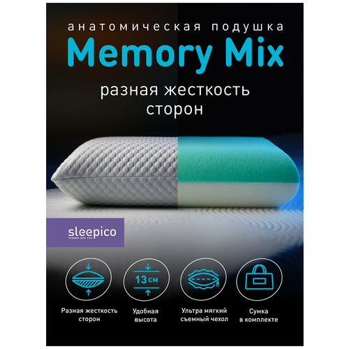 Ортопедическая подушка для сна с эффектом памяти и разной жесткостью сторон Memory Mix