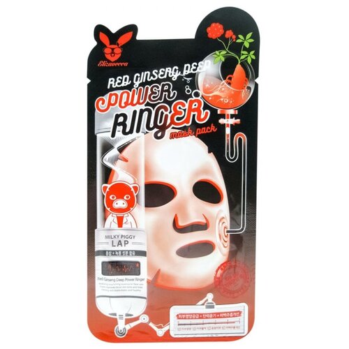 Регенерирующая тканевая маска для лица Elizavecca Deep Power Ringer Mask Pack Red Ginseng 23ml