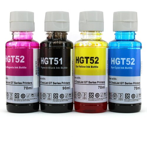 Чернила для HP Smart Tank 720 6UU46A (совм. GT51, GT52, GT53XL), пигментные + водные, 1x90 + 3x70 мл, InkStar, комплект 4 цвета, совместимые