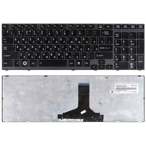 Клавиатура для ноутбука Toshiba Satellite A665-169 черная с черной рамкой (версия 1)