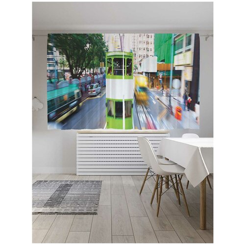 Классические шторы JoyArty "Зеленый трамвай", серия Oxford DeLux, 2 полотна 145x180 см