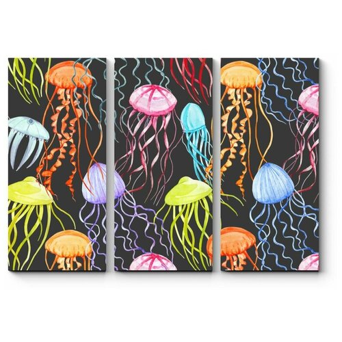 Модульная картина Разноцветные медузы100x72