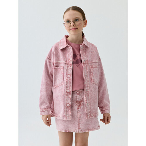 Джинсовая куртка Sela, размер 122, розовый