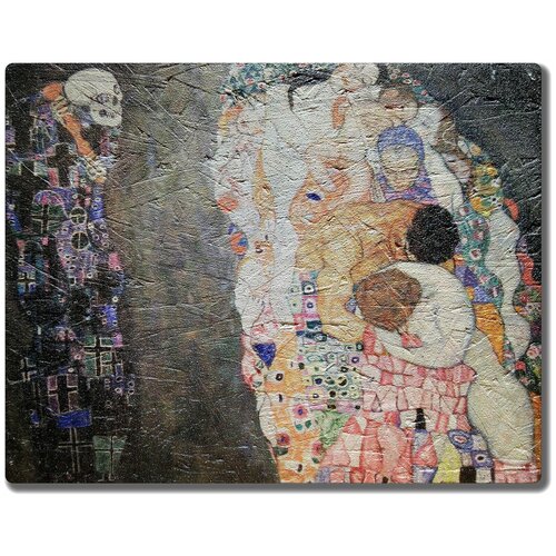 Репродукция картины Густава Климта "Жизнь и смерть". Интерьерная фреска на доске. 80х65см