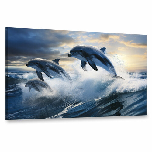 Интерьерная картина 100х60 "дельфины"