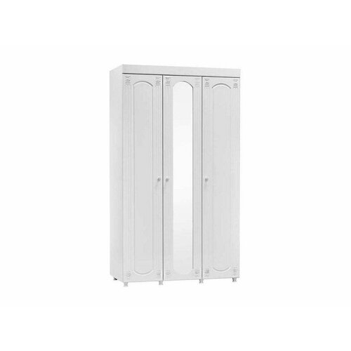 Шкаф 3-х дверный с зеркалом Афина АФ-54 белое дерево (Белый)