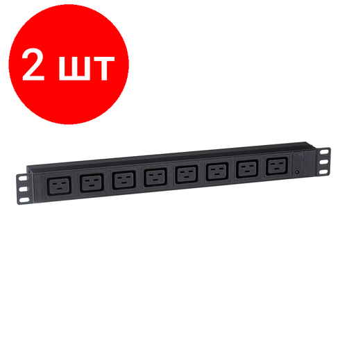 Комплект 2 штук, Блок розеток ExeGate ServerPro PDU-19H014 Al-8C19-C20, 19.1U (EX280872RUS)