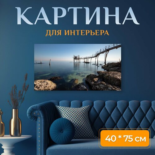Картина на холсте "Турчин, переполнение, море" на подрамнике 75х40 см. для интерьера