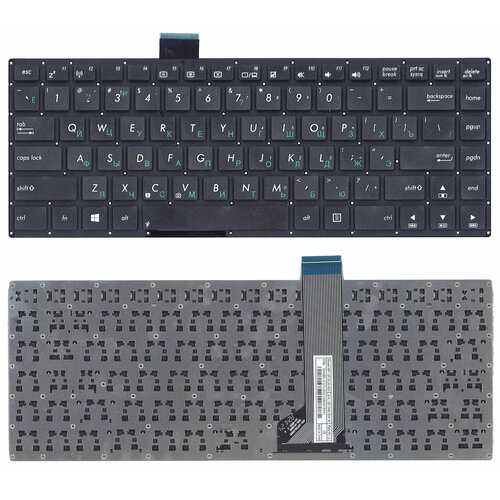 Клавиатура для Asus VivoBook S400 черная без рамки, плоский Enter