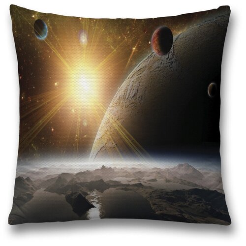 Наволочка декоративная на молнии, чехол на подушку JoyArty "Солнце с другой планеты" 45х45 см