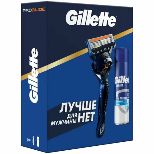 Gillette Подарочный набор (Gillette Станок Proglide Power с 1 сменной кассетой + Gillette Пена для бритья успокаивающая, 200 мл.)