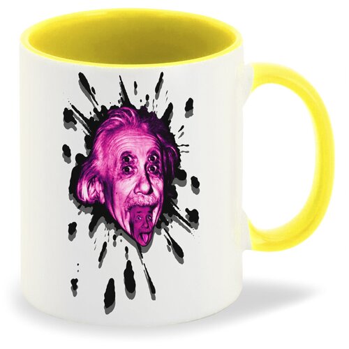 Кружка желтая CoolPodarok Энштейн фиолетовый клякса