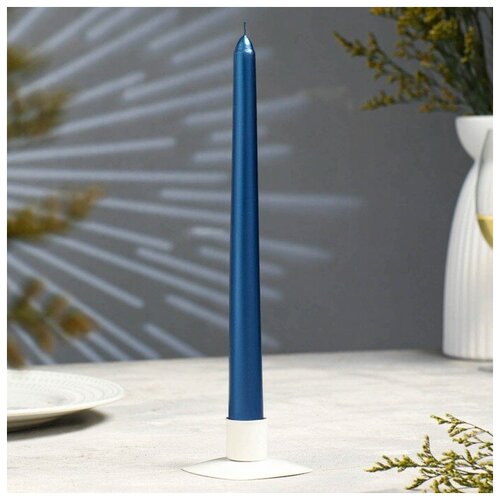 Свеча античная, 2,3х 25 см, лакированная, синий металлик
